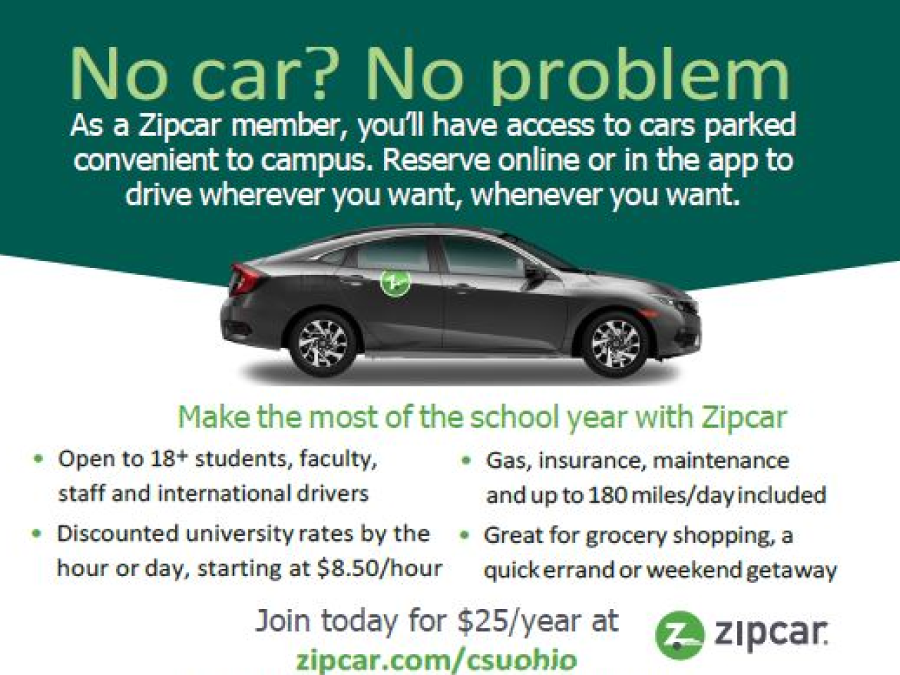 Zipcar Rental | Cleveland State University